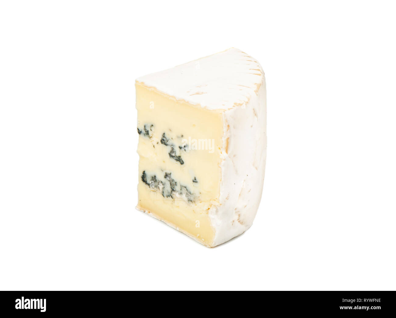 Slice of brie cheese with mold on white background Stock Photo - Alamy