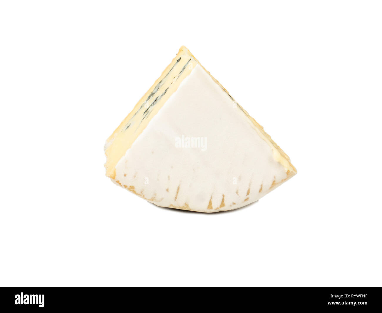 Slice of brie cheese with mold on white background Stock Photo - Alamy