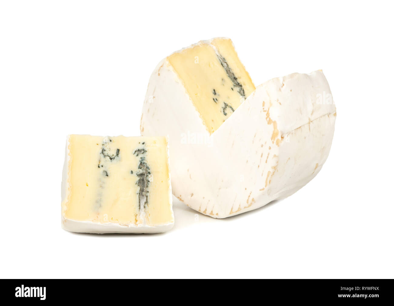 Brie cheese with mold and slice on white background Stock Photo - Alamy