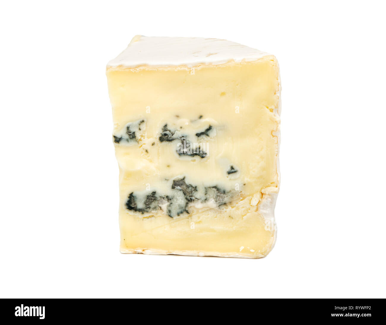 Slice of brie cheese with mold on white background Stock Photo - Alamy