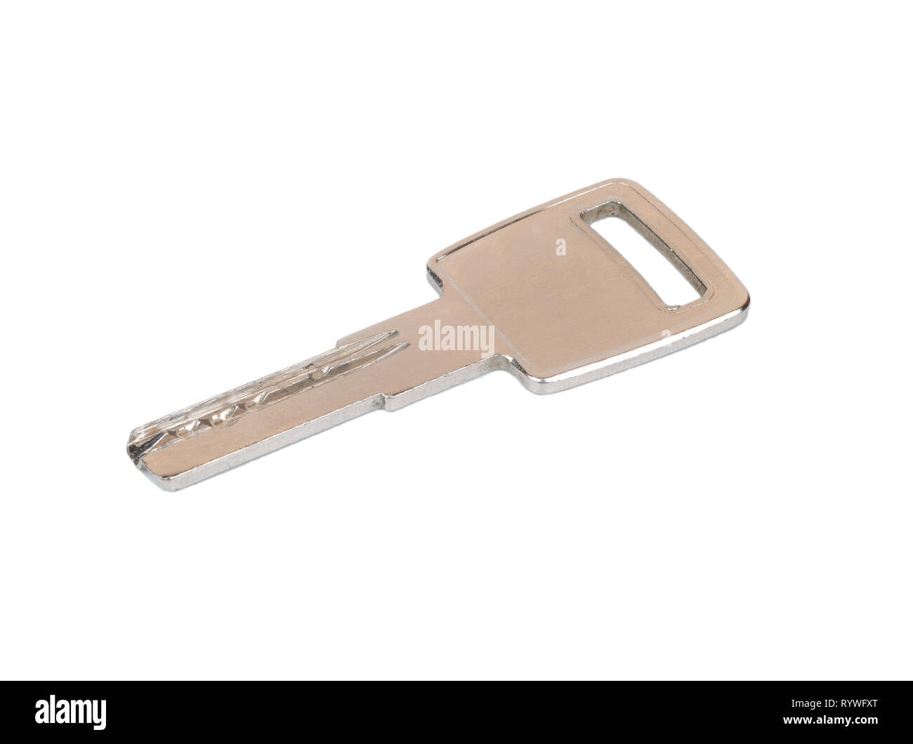 Metal door key isolated on white background Stock Photo - Alamy
