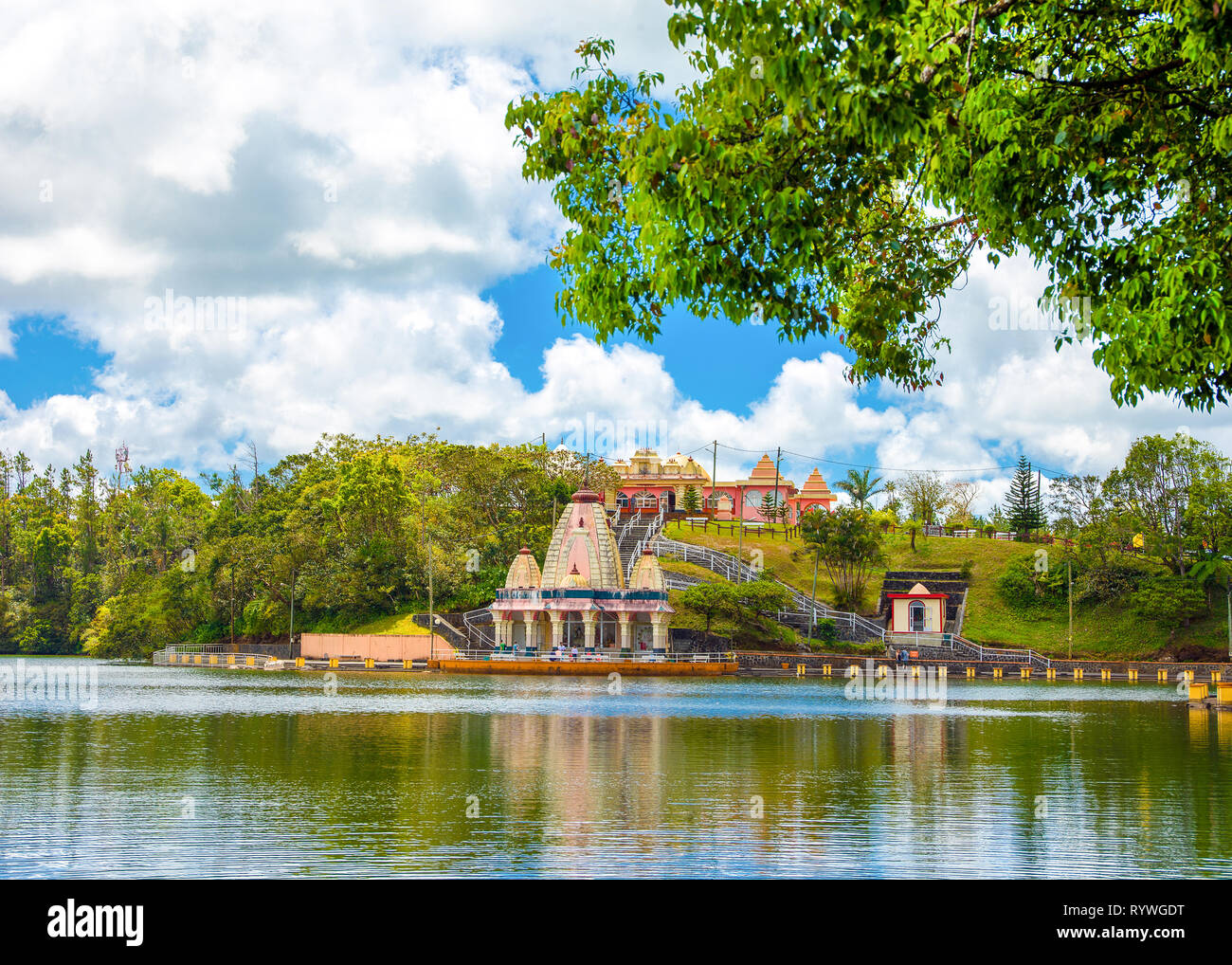Landscape of Grand Bassin lake - a sacred crater lake, most important ...