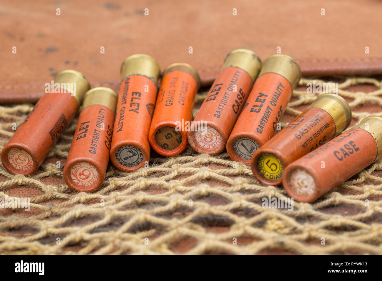 Old Eley paper cased 28-bore shotgun cartridges with rolled turnover ...