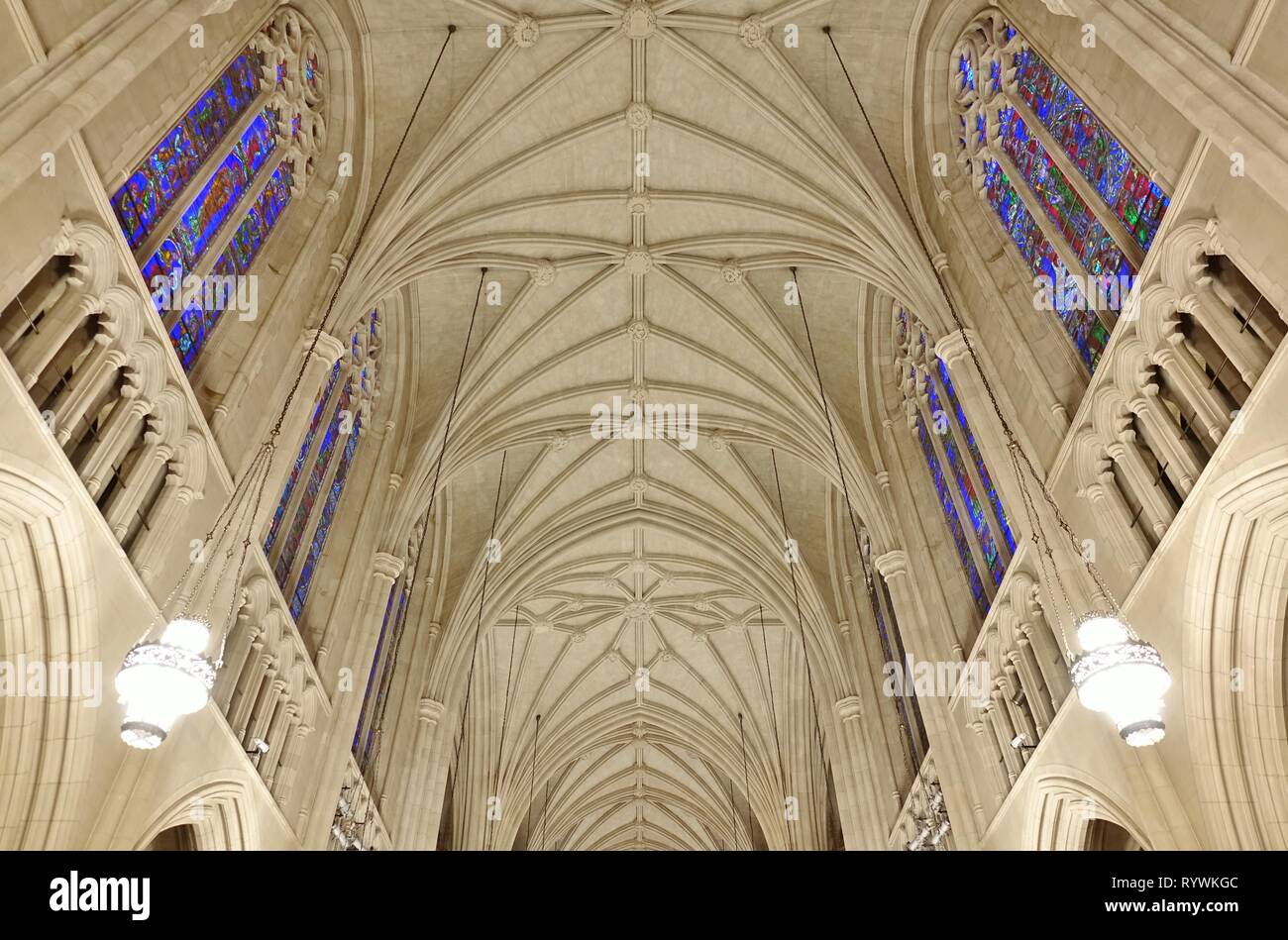 DURHAM, NC -23 FEB 2019- View of the Duke Chapel, a church located at ...