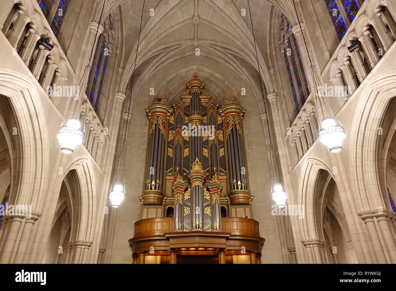 DURHAM, NC -23 FEB 2019- View of the Duke Chapel, a church located at ...