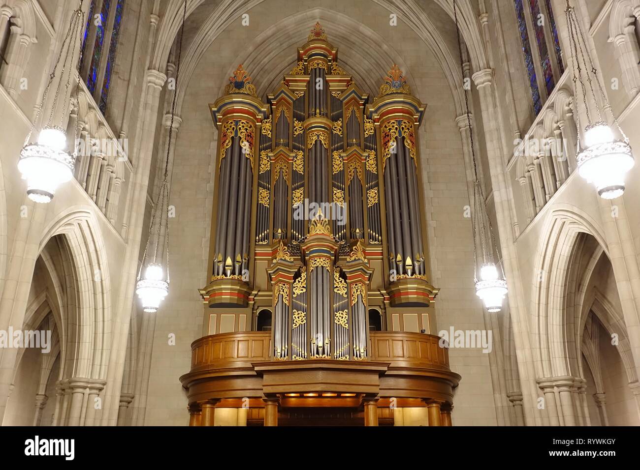 DURHAM, NC -23 FEB 2019- View of the Duke Chapel, a church located at ...