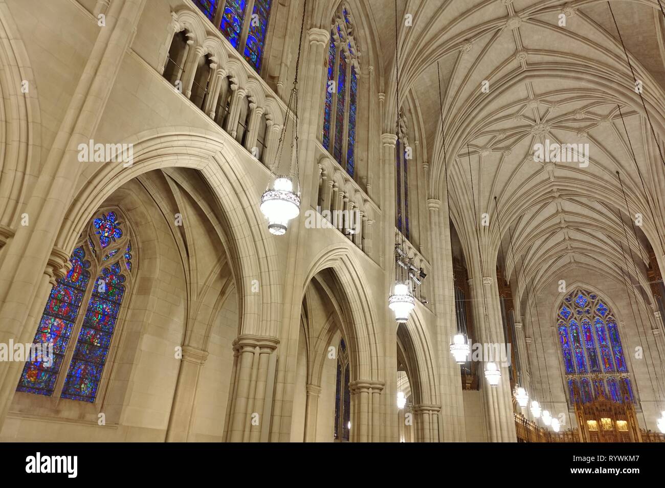 DURHAM, NC -23 FEB 2019- View of the Duke Chapel, a church located at ...