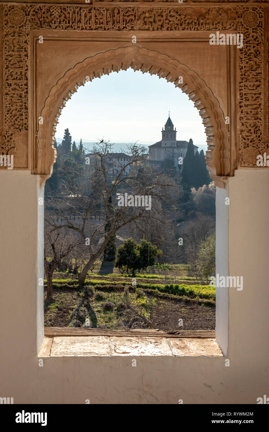 The Alhambra Through Window of The Generalife, Granada Stock Photo - Alamy