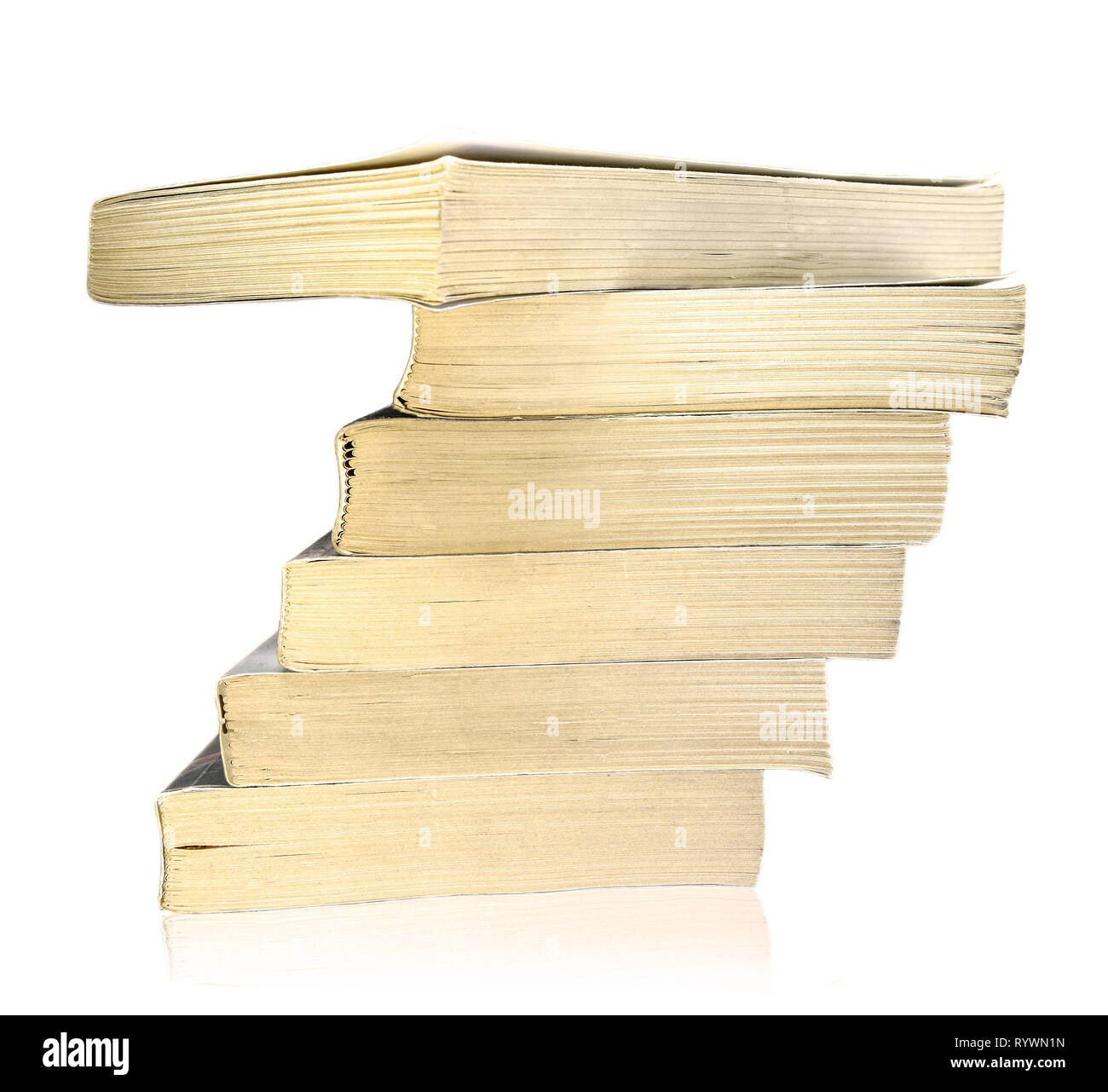 Stack of old worn books isolated on white background Stock Photo - Alamy