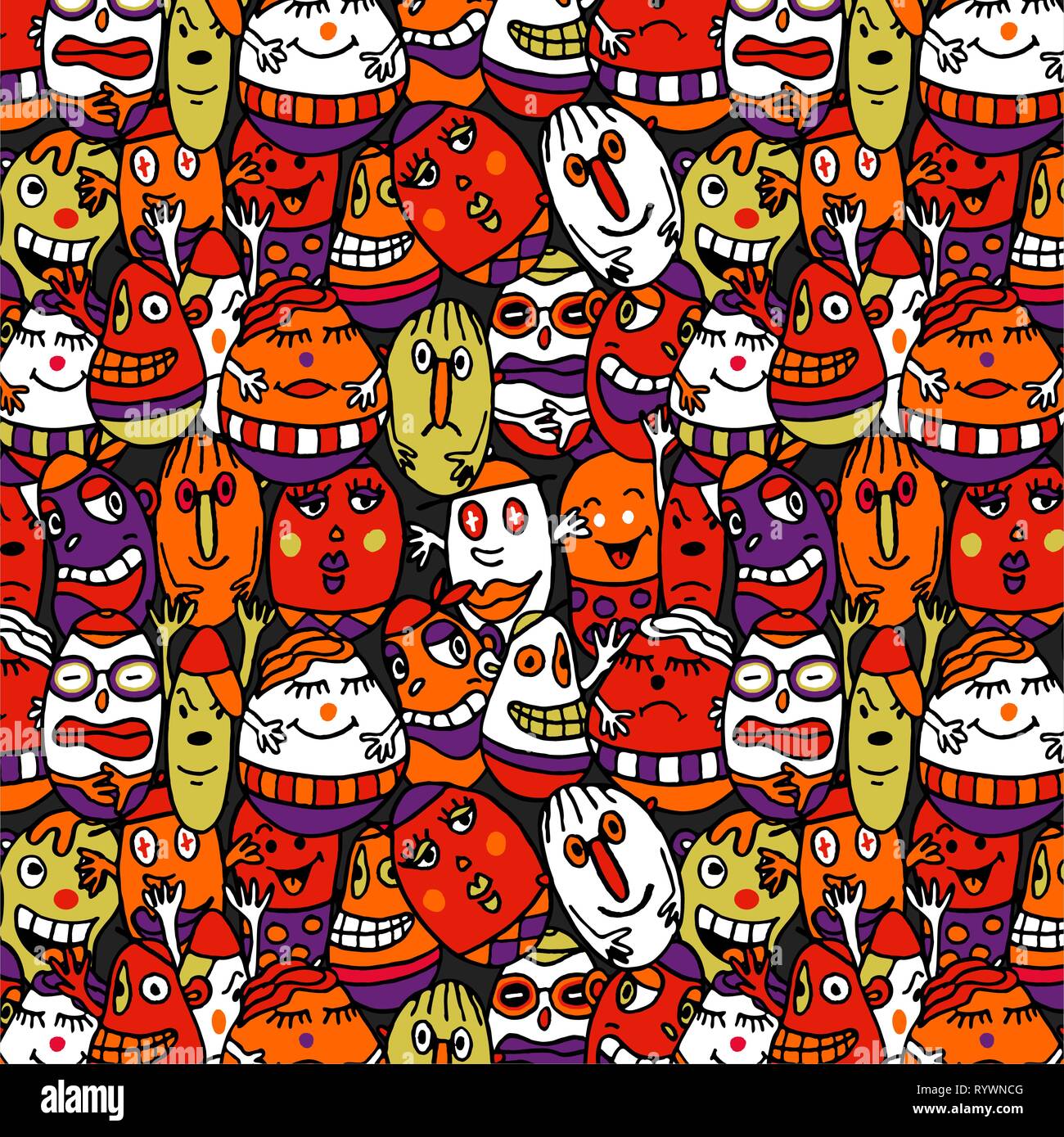 Funny coloured characters pattern Stock Vector Image & Art - Alamy