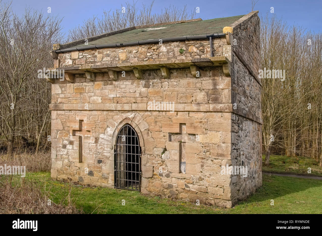 Irvine, Scotland, UK - March 03, 2019: The ancient Dovecote at Eglinton ...