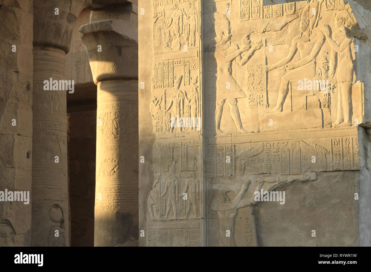 Egyptian high Relief sculpture, Kom Ombo Temple, Aswan Governorate ...