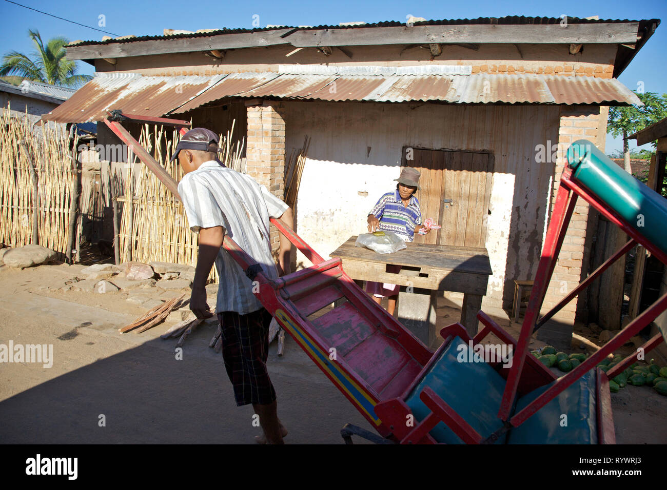 Transport in Madagascar, pousse pousse carts, Miandrivazo, Madagascar ...