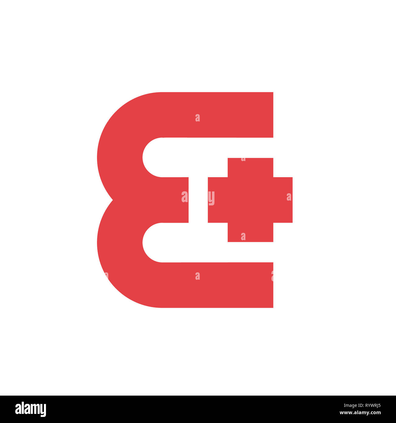 vector illustration letter b plus logo icon Stock Photo - Alamy