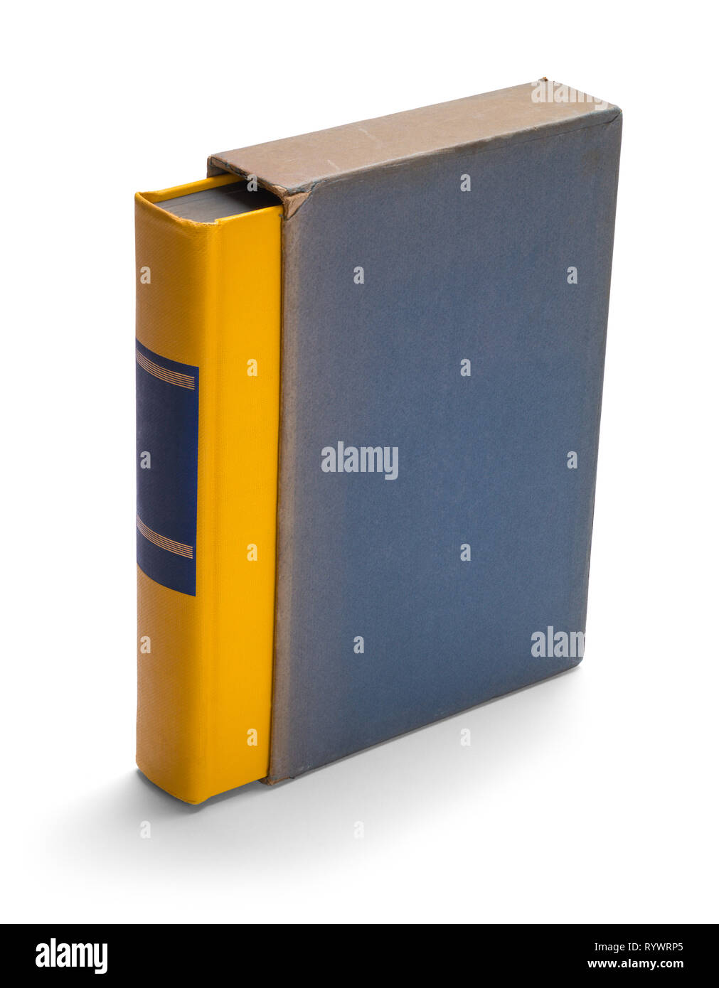 Old Yellow Book With Blue Cover Isolated on White Stock Photo - Alamy
