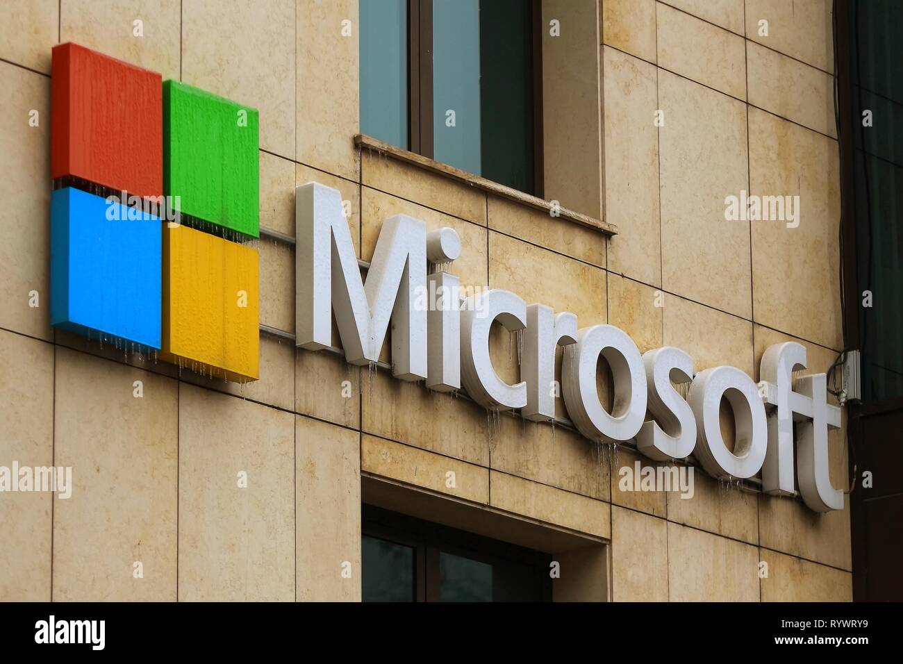 Bucharest, Romania - January 27, 2019: A Microsoft Romania headquarters ...