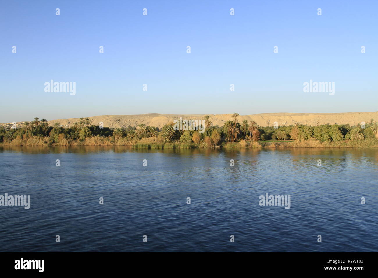 The banks and farmland next to the Nile River, Egypt, North Africa ...