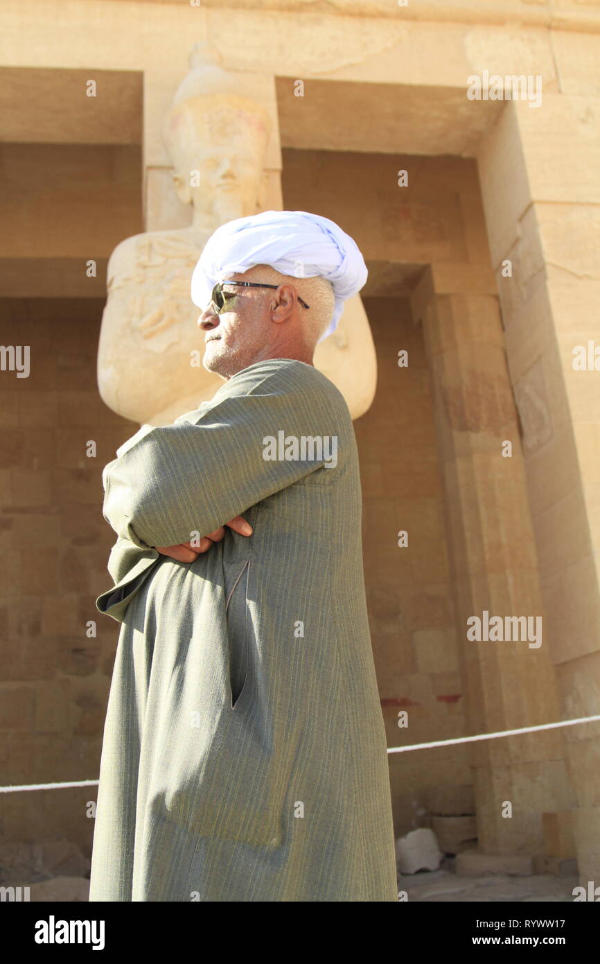 Temple guard doing his best Osiris pose, Mortuary Temple of Hatshepsut ...