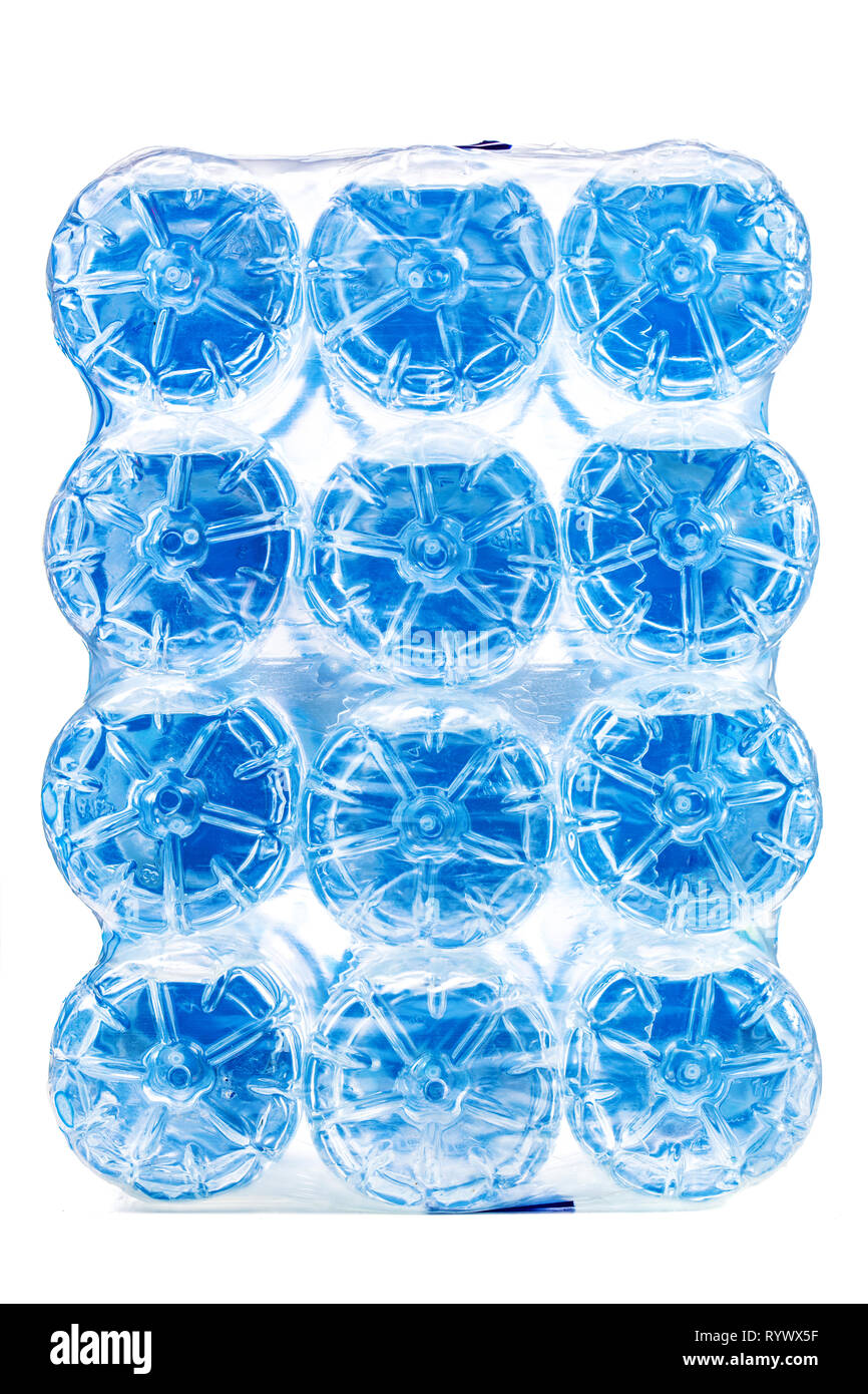 pack of twelve plastic bottles with water Stock Photo - Alamy