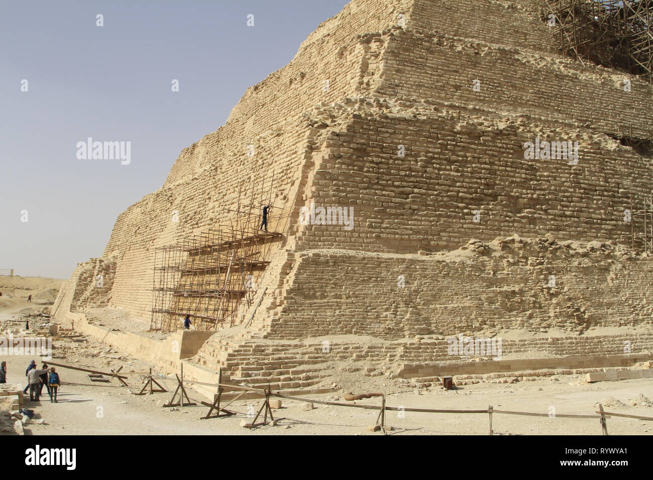 The stepped pyramid of Djoser undergoing some restoration, Saqqara ...