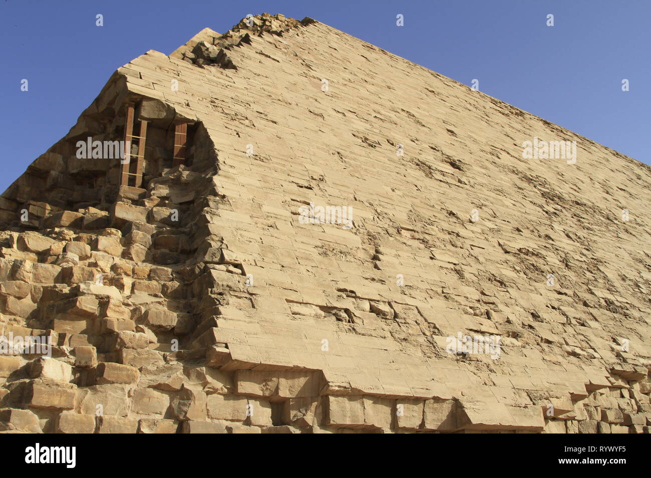 Support bracing holding up a corner of the eroding Bent Pyramid ...