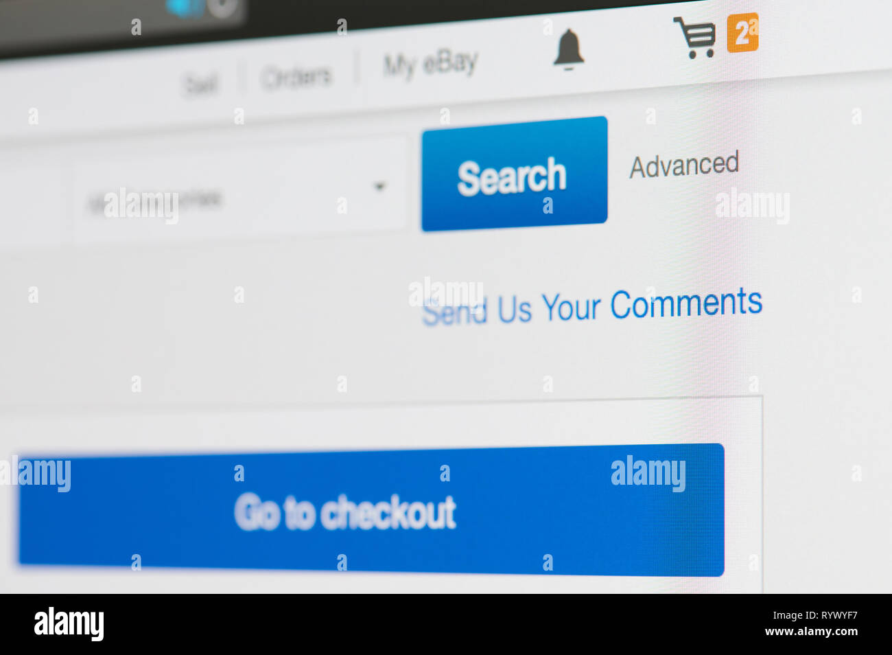 New york, USA - march 15, 2019: Ebay checkout menu with items on laptop ...