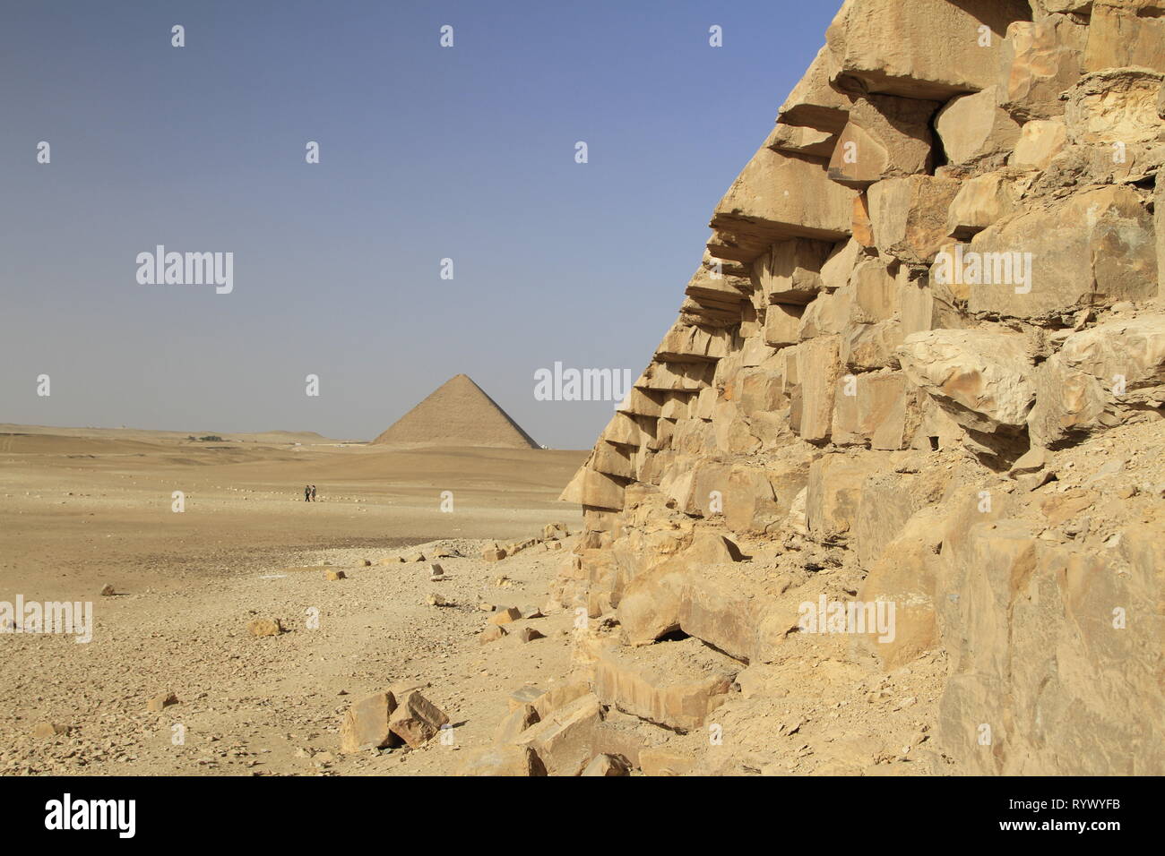 Bent Pyramid (Pyramid of Sneferu) foreground with the Red Pyramid ...