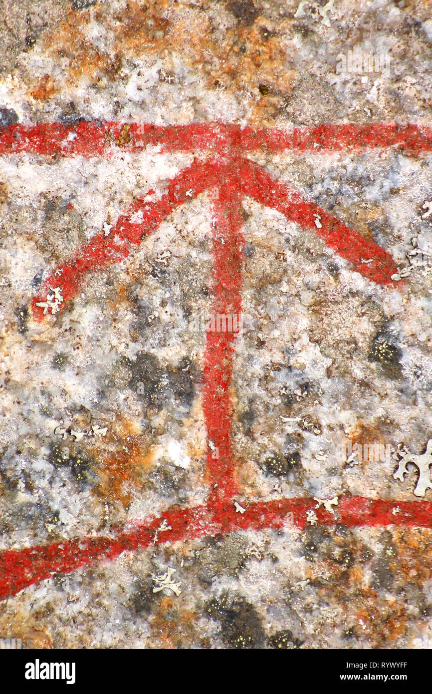 Close up of the Scandinavian rune Tyr from an ancient runestone Stock ...