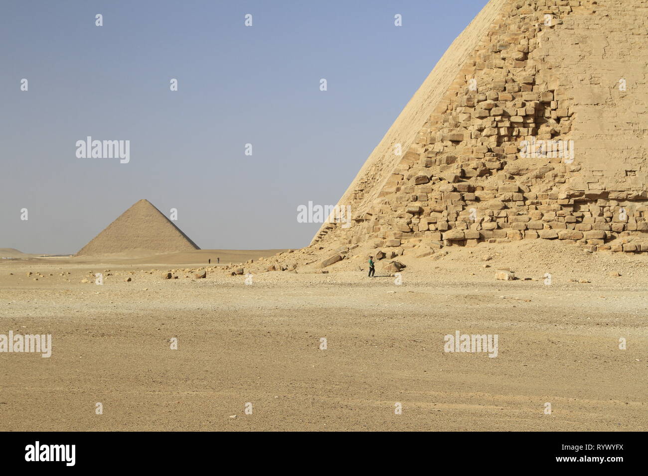 Bent Pyramid (Pyramid of Sneferu) foreground with the Red Pyramid ...