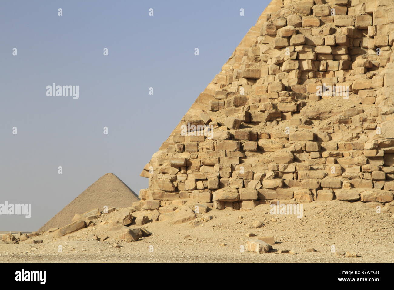 Bent Pyramid (Pyramid of Sneferu) foreground with the Red Pyramid ...