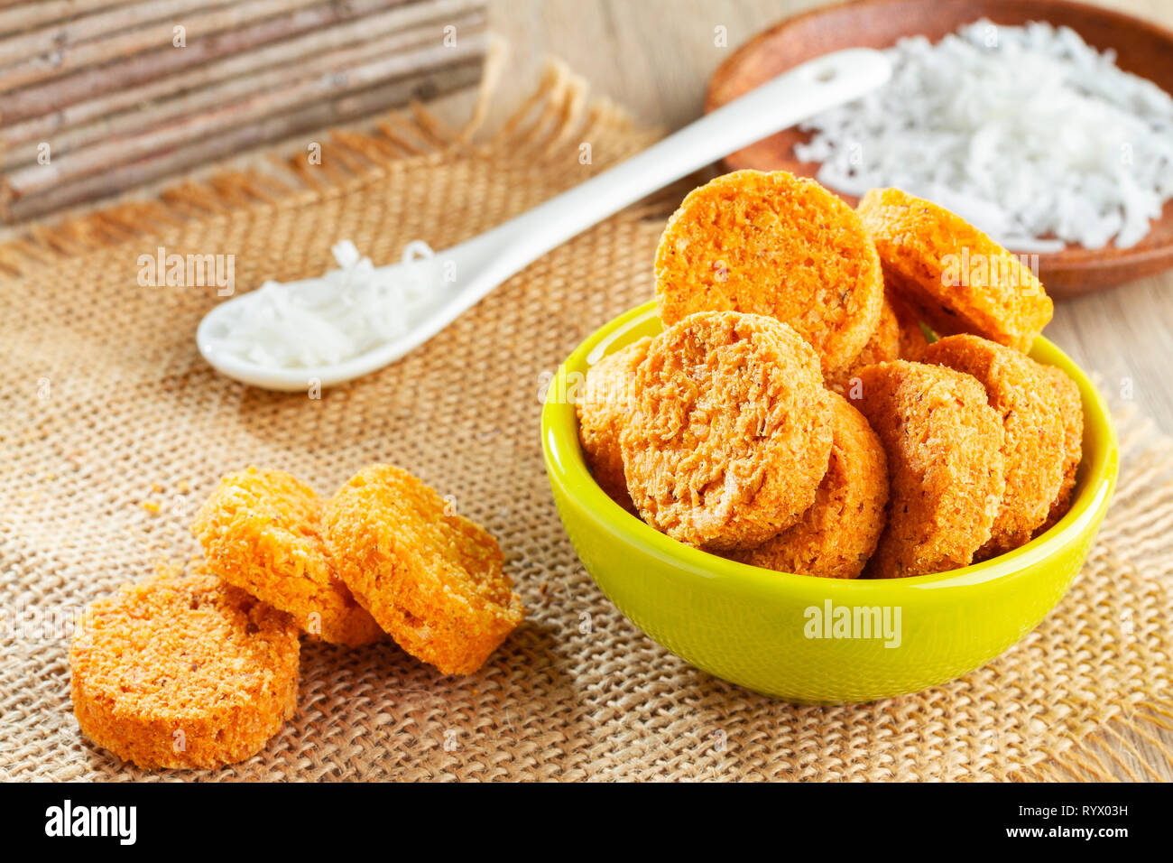 coconut candy, traditional candy from colombia "manzanitas Stock Photo ...