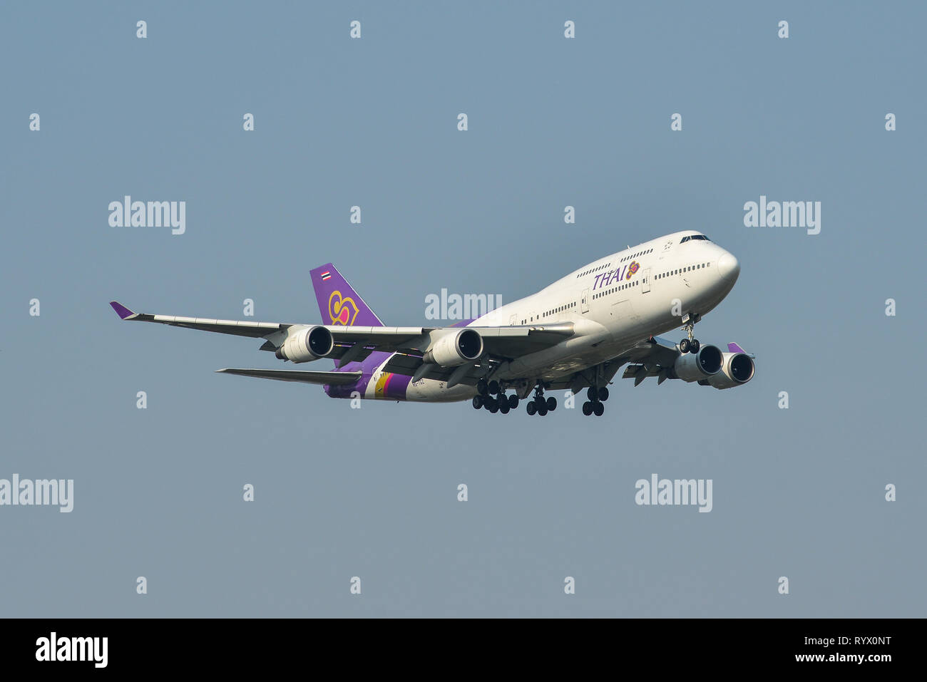 Bangkok, Thailand - Apr 3, 2018. A Boeing 747-400 airplane of Thai ...