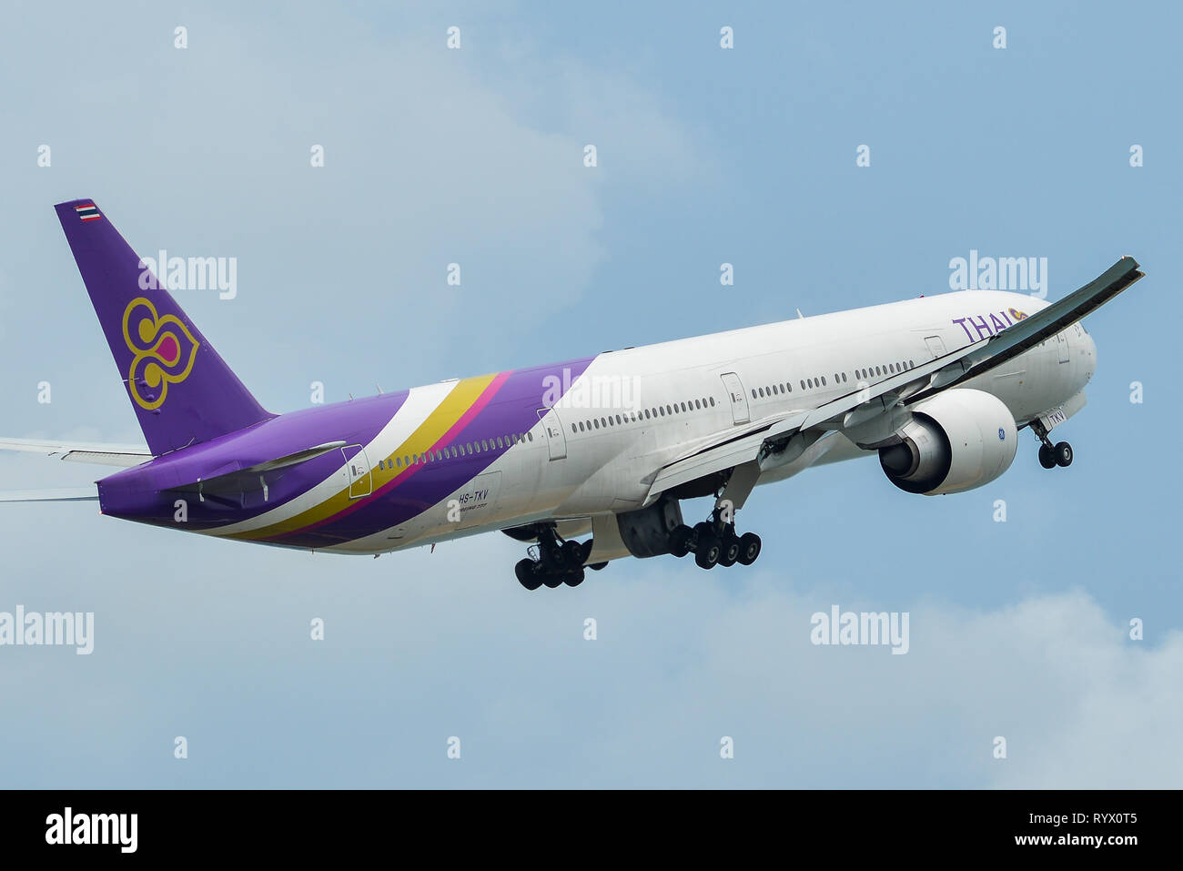 Phuket, Thailand - Apr 25, 2018. A Boeing 777-300ER airplane of Thai ...