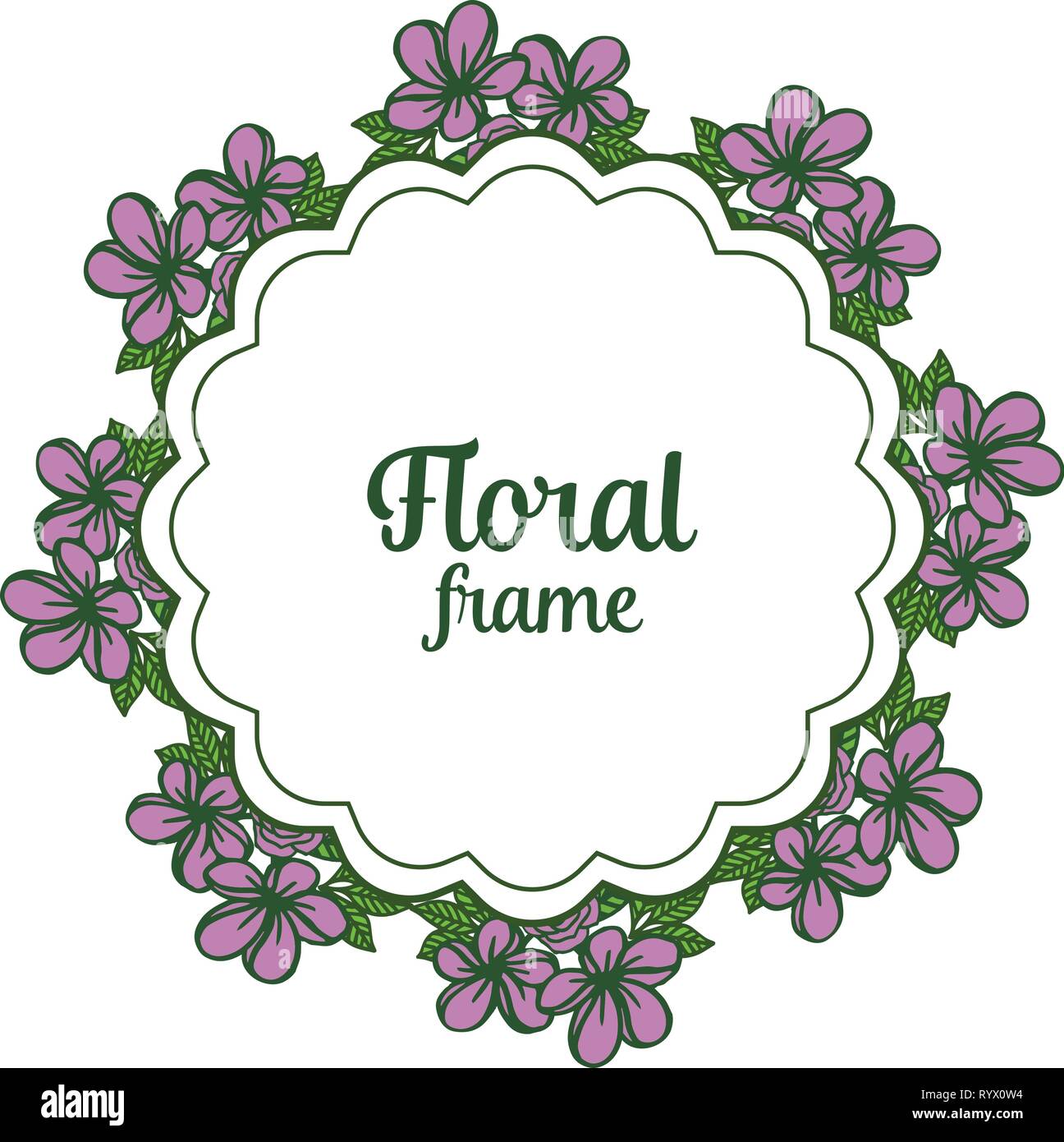 Vector illustration deep purple floral frame and place for text hand ...