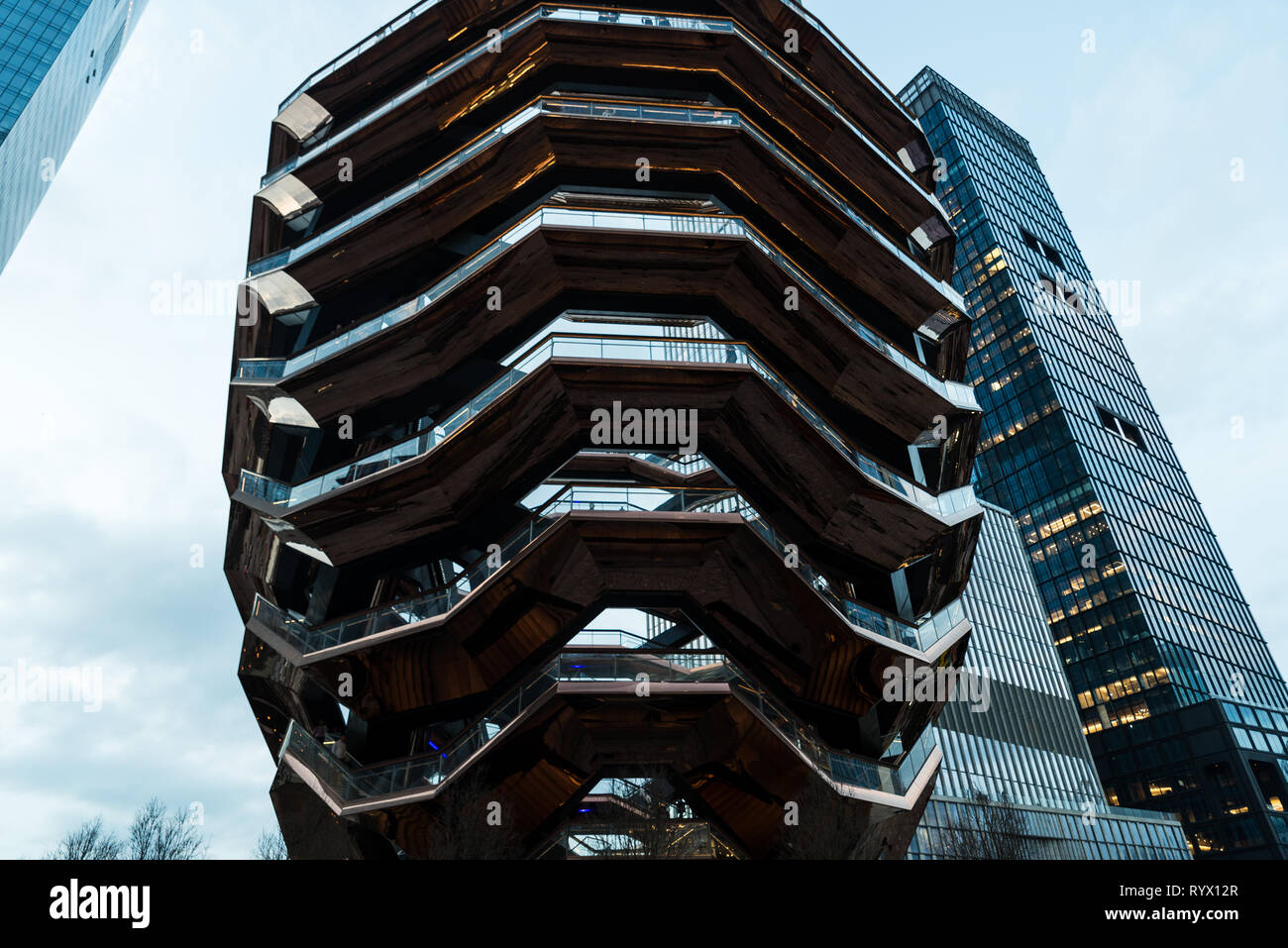 New York, NY - March 15 2019: The Vessel Building in Hudson Yards ...