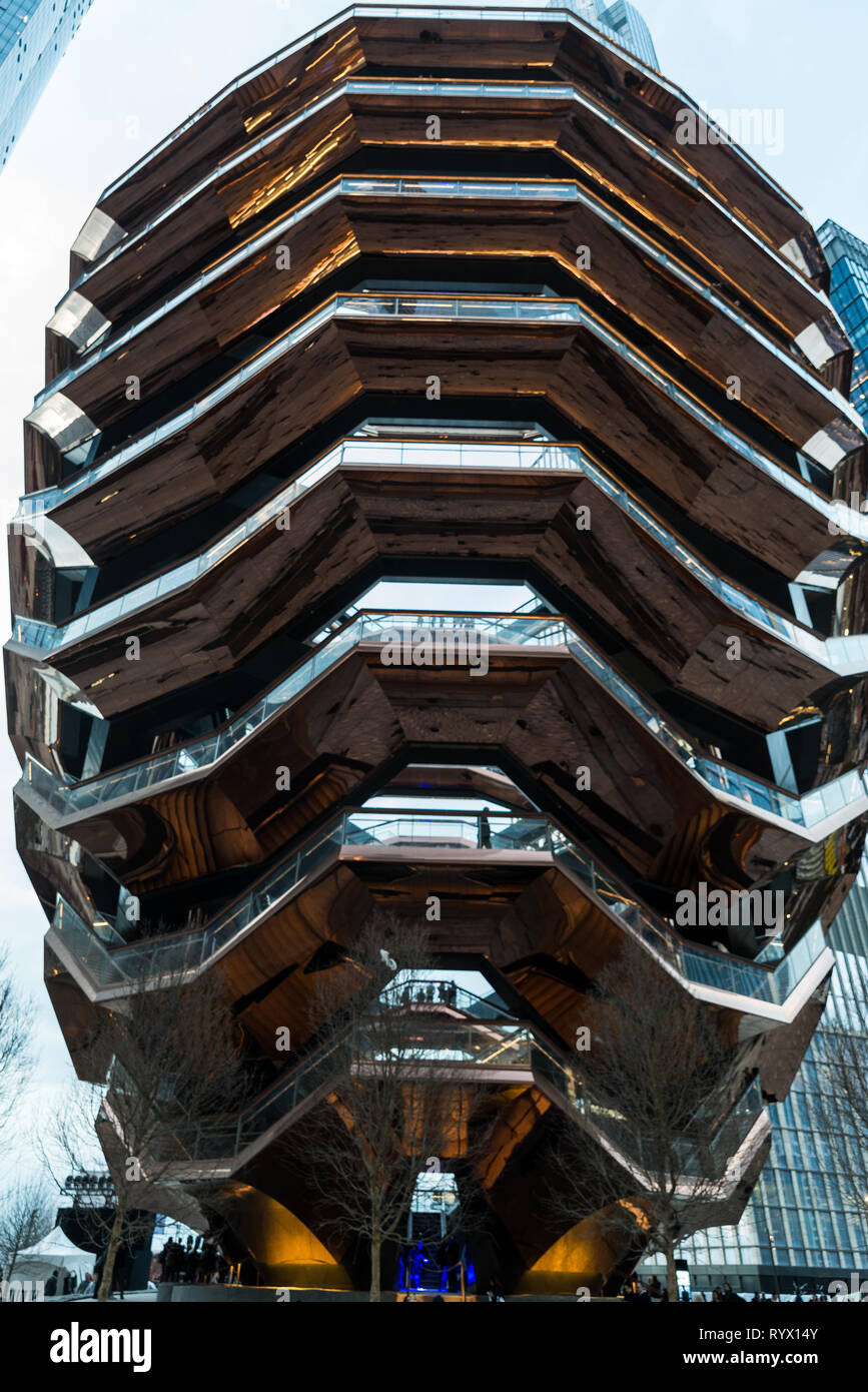 New York, NY - March 15 2019: The Vessel Building in Hudson Yards ...