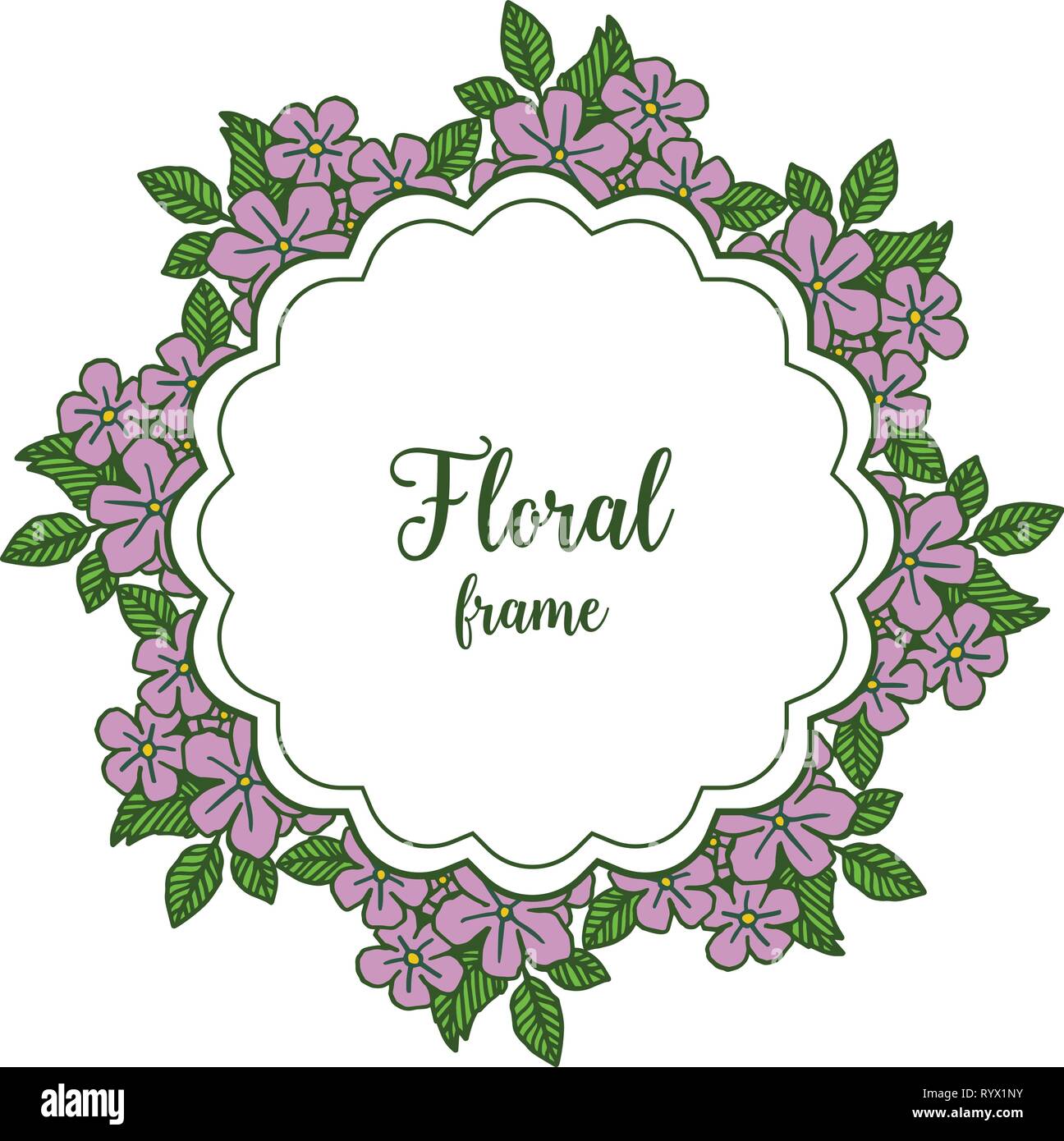 Vector illustration background with template purple floral frame hand ...