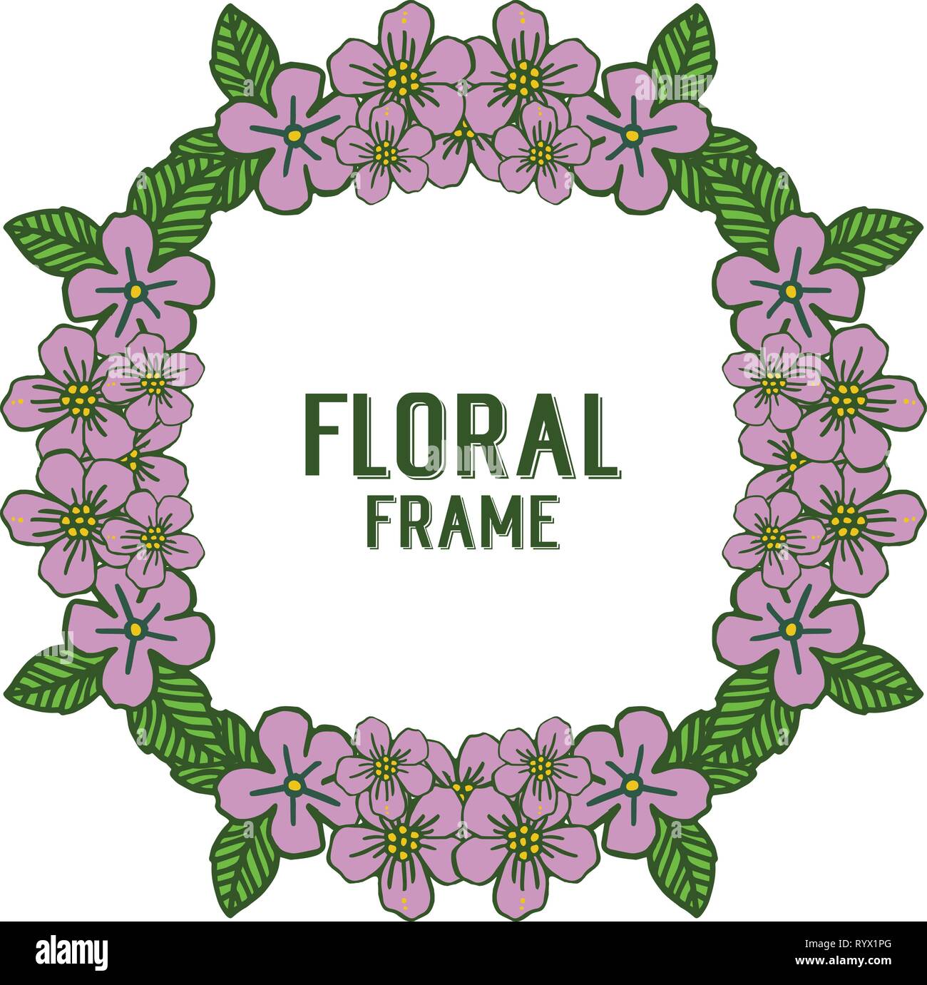 Vector illustration background with template purple floral frame hand ...