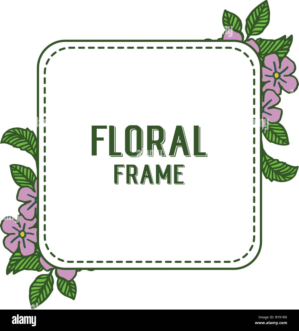 Vector illustration design artwork purple floral frame with template ...