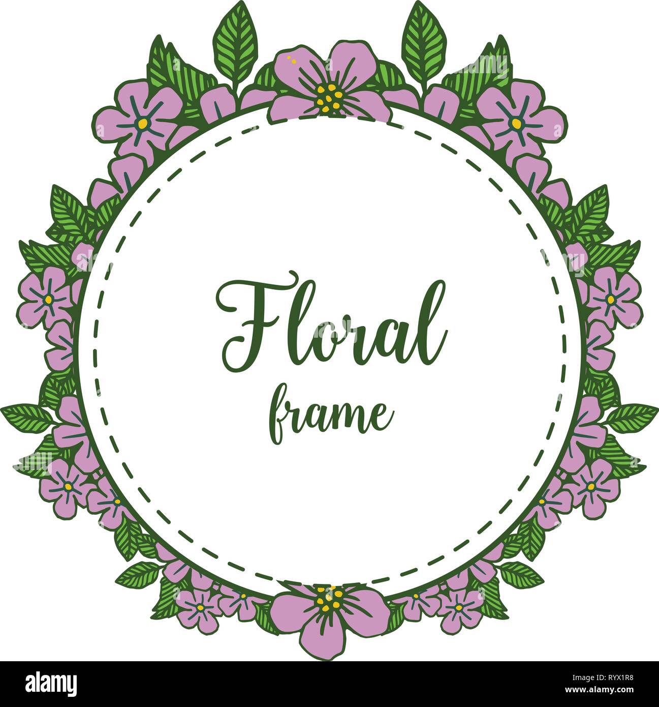 Vector illustration design artwork purple floral frame with template ...