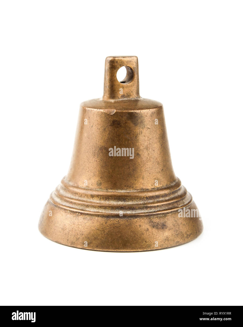 Old bronze bell close-up on a white background Stock Photo - Alamy