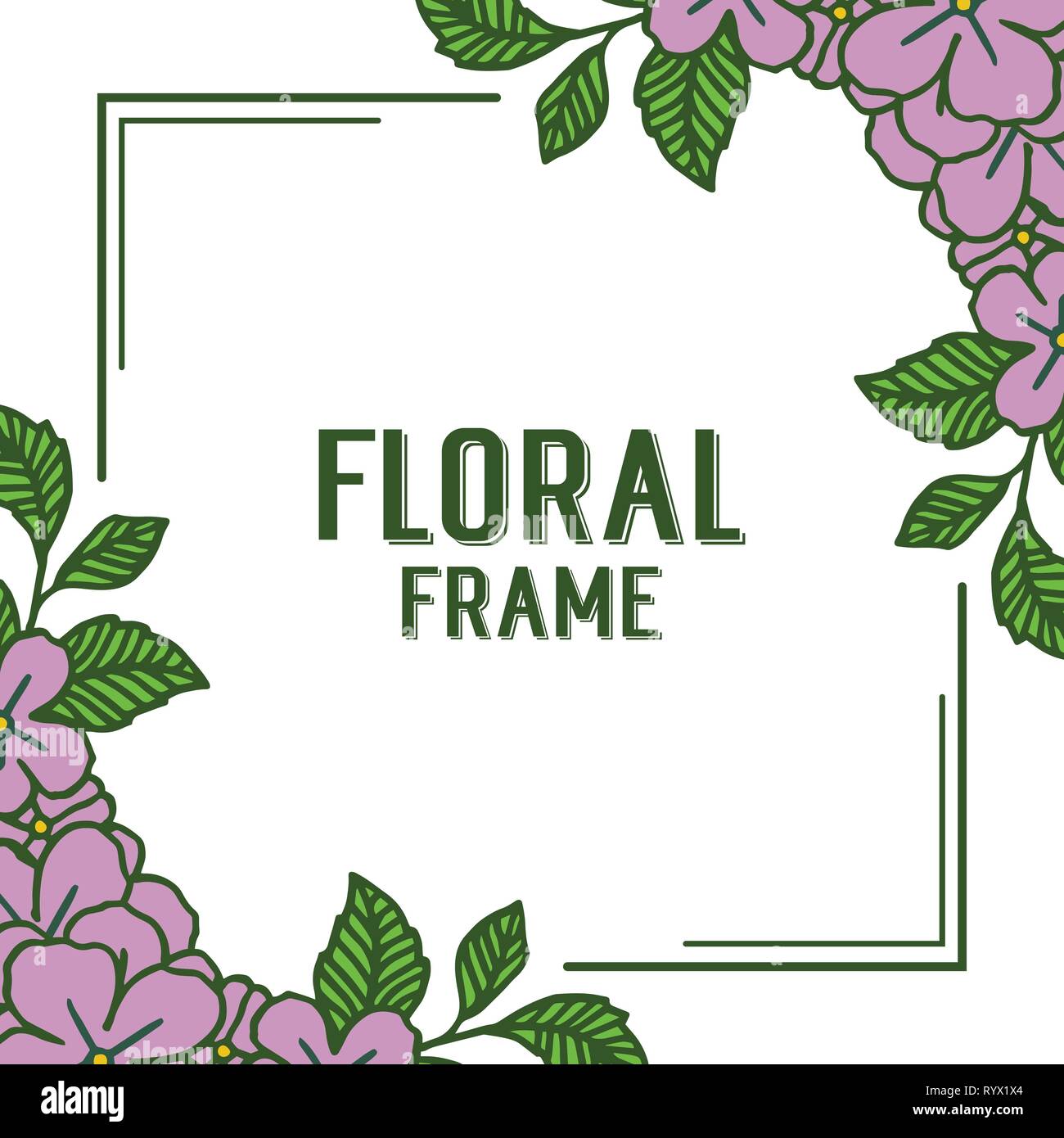 Vector illustration design element purple floral frame hand drawn Stock ...