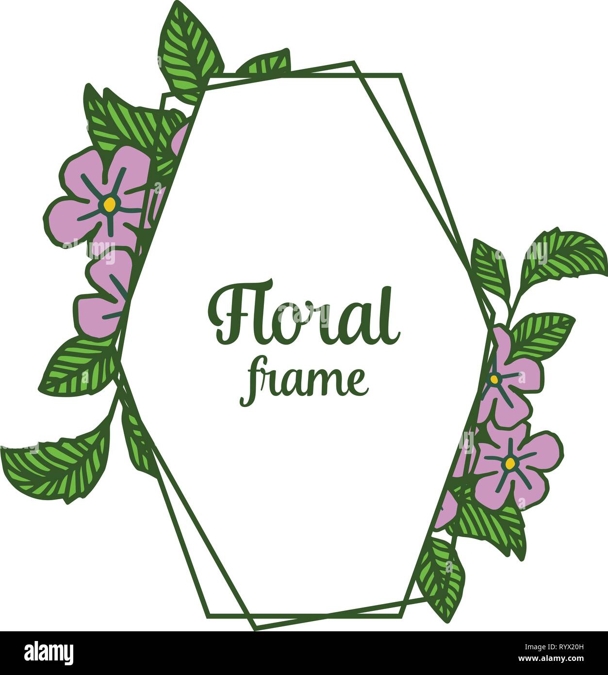 Vector illustration style leaf flower frames blooms hand drawn Stock ...