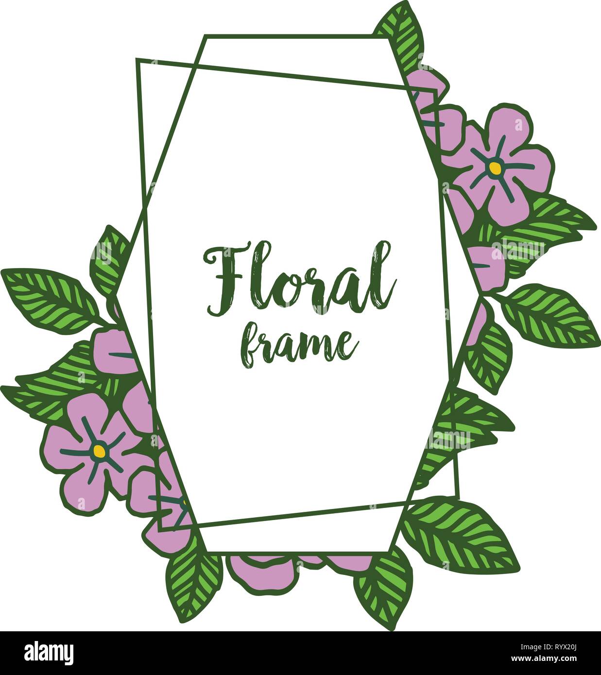 Vector illustration style leaf flower frames blooms hand drawn Stock ...