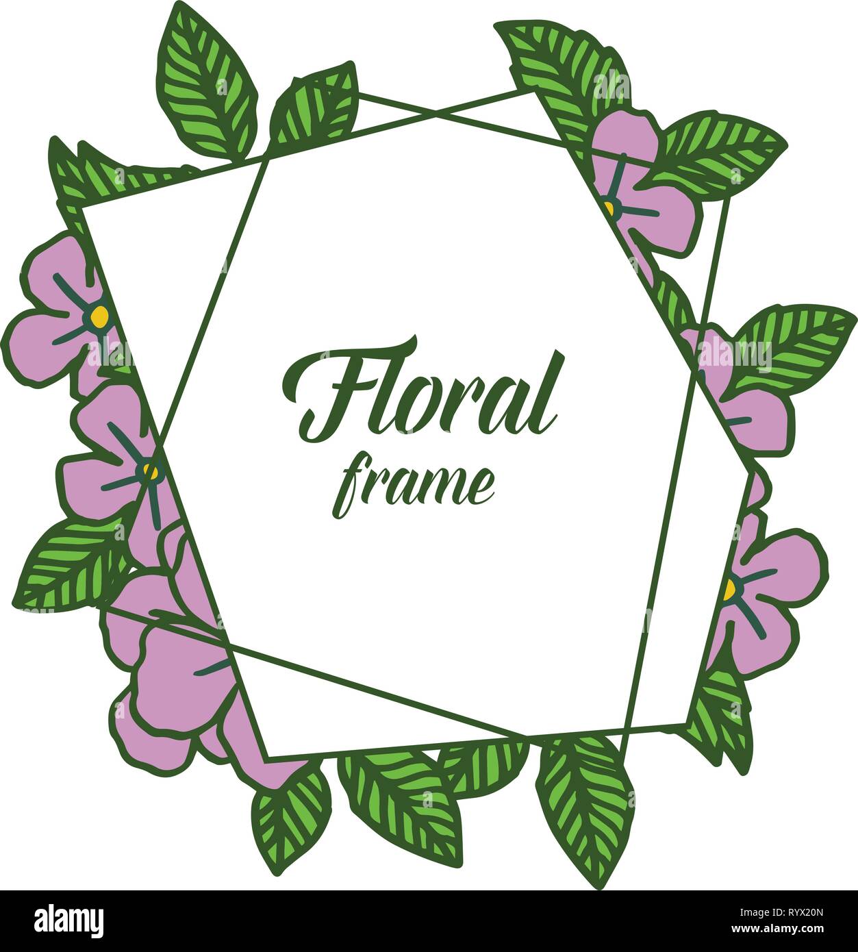 Vector illustration style leaf flower frames blooms hand drawn Stock ...