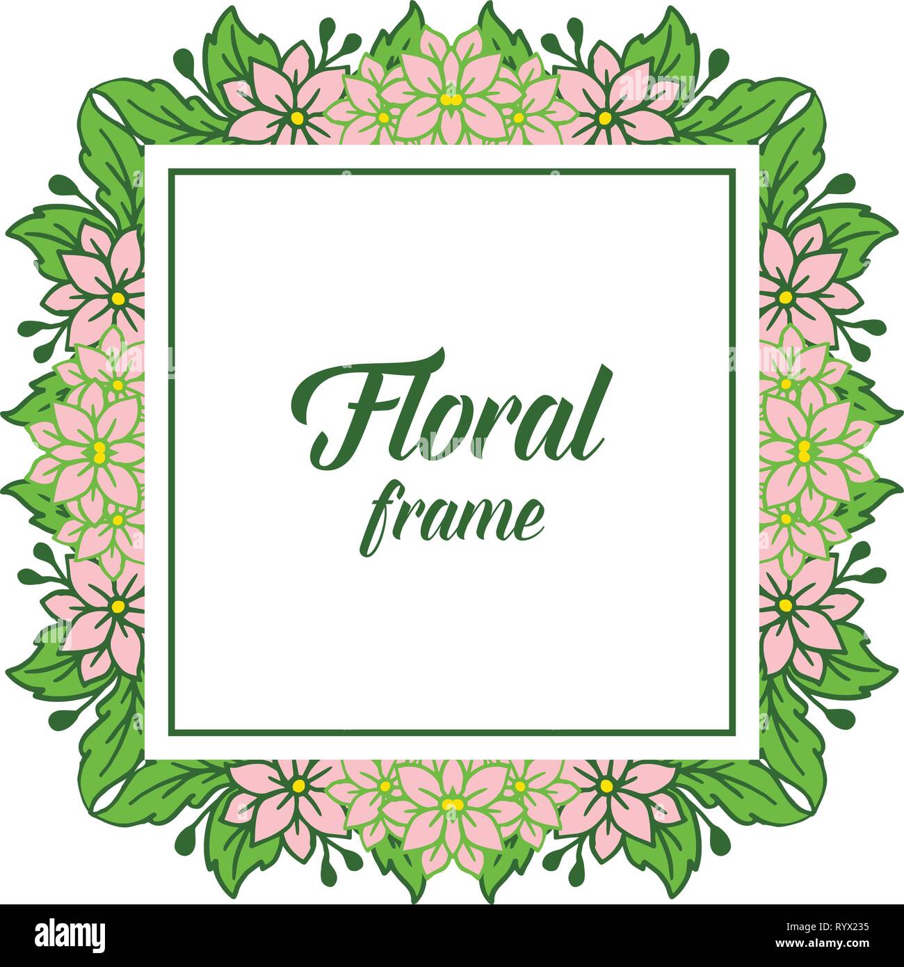 Vector illustration various shape pink floral frame beautiful hand ...