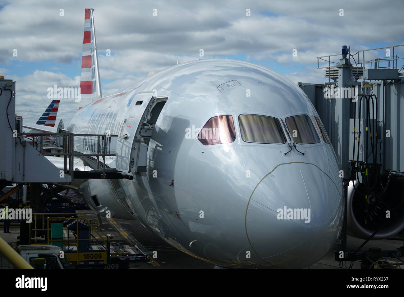 Commercial Airline with Ramp Stock Photo - Alamy