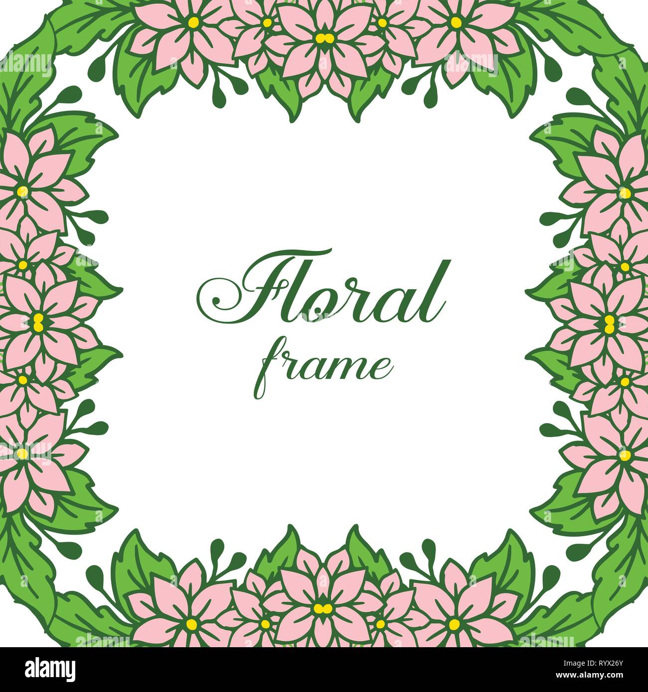 Vector illustration various shape pink floral frame beautiful hand ...