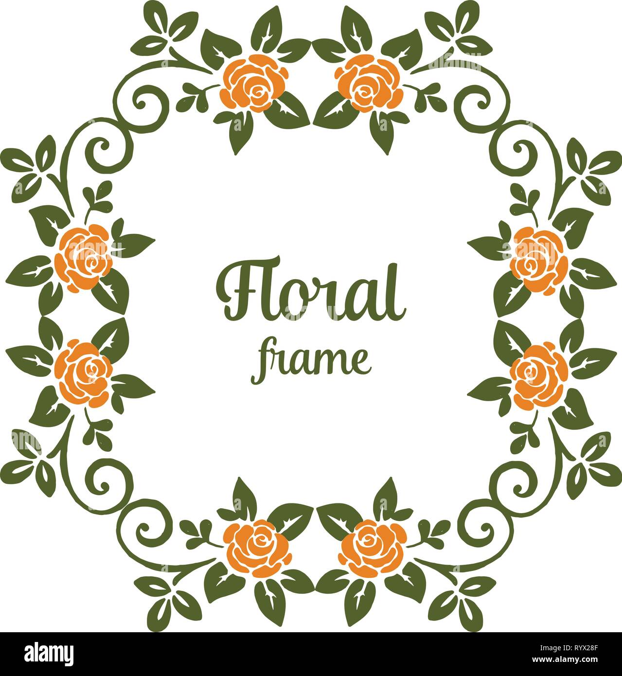 Vector illustration decor abstract orange floral frames Stock Vector ...