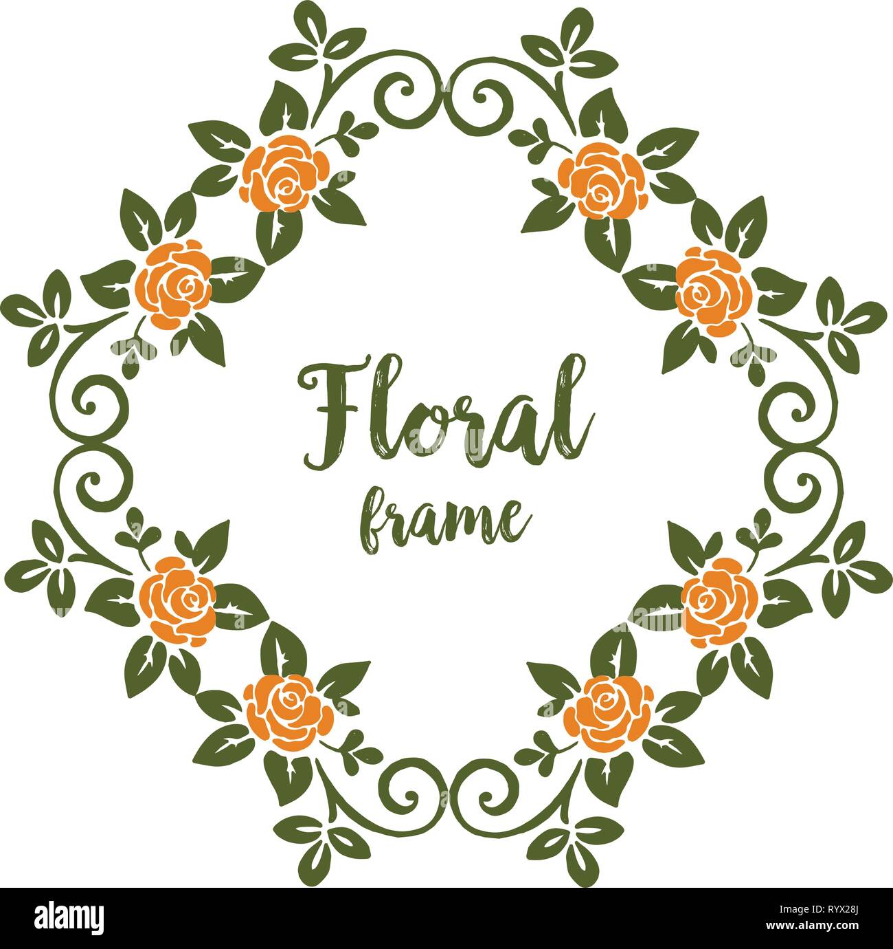 Vector illustration decor abstract orange floral frames Stock Vector ...